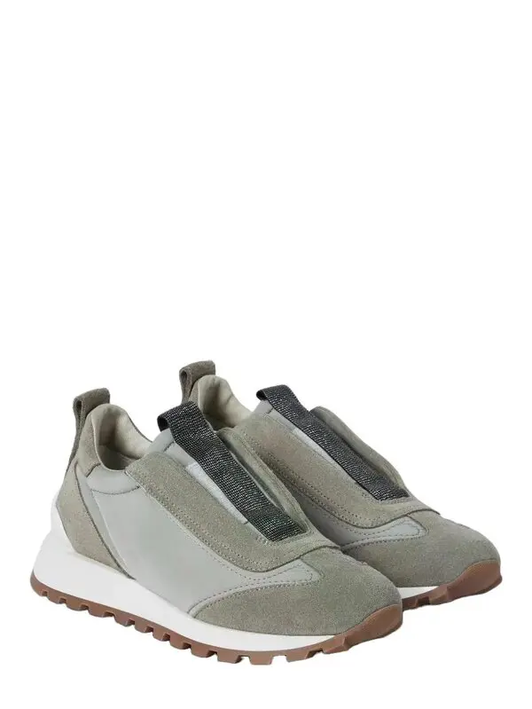 Brunello Cucinelli Suede-panel Slip-on Sneakers - Brown