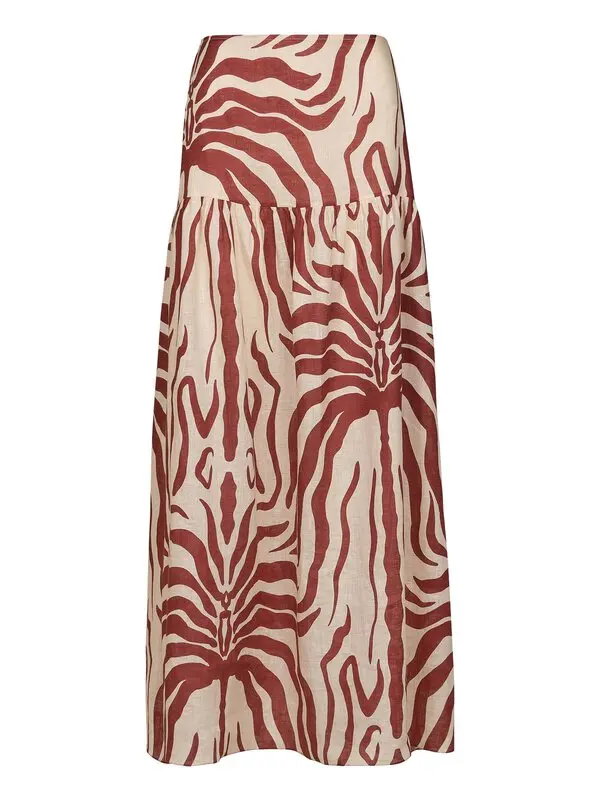 Johanna Ortiz Printed Linen Maxi Skirt - Multi