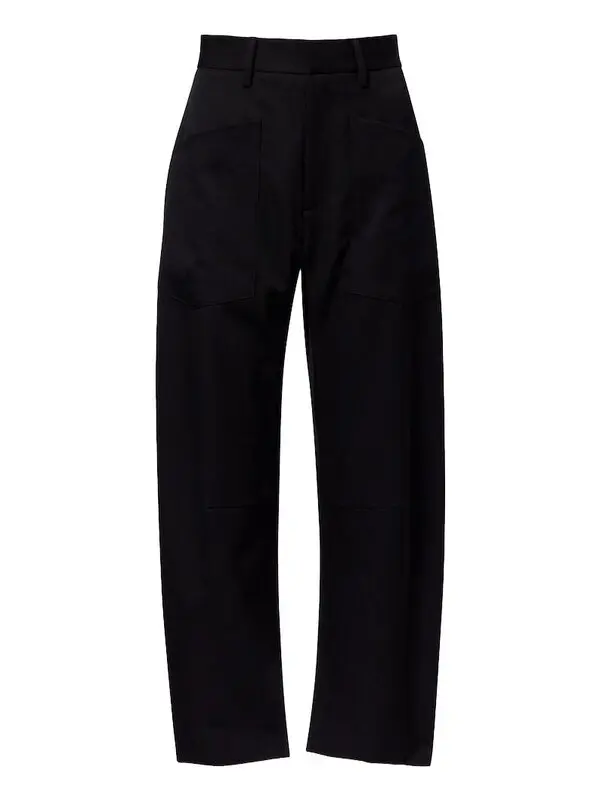 NILI LOTAN Shon Virgin Wool Barrel-leg Pants - Black