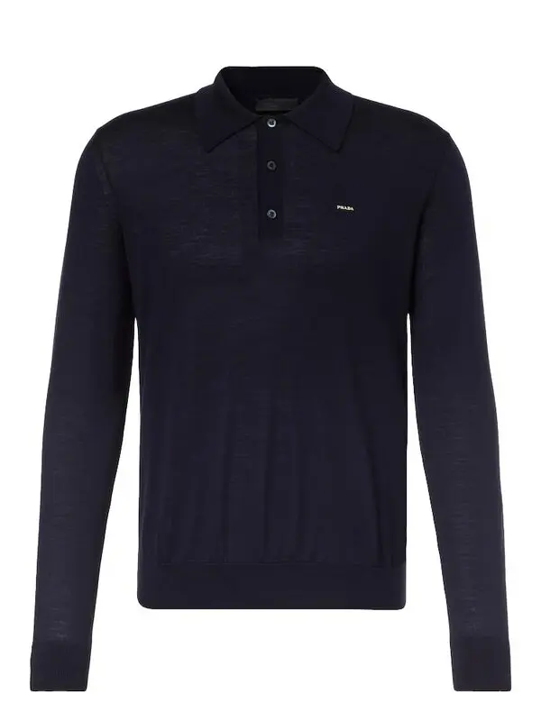 Prada Virgin Wool Polo Sweater - Blue