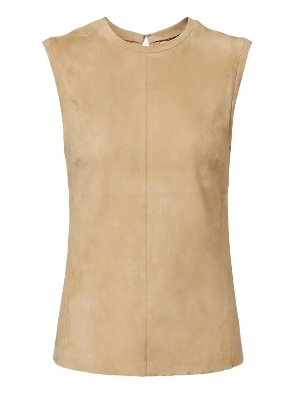 Stouls Suede Sleeveless Top - Beige