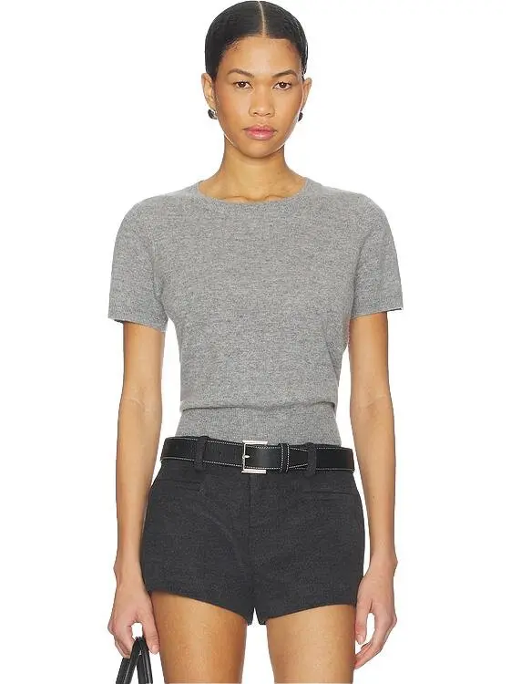 AEXAE Cashmere Cropped Knit Top - Grey