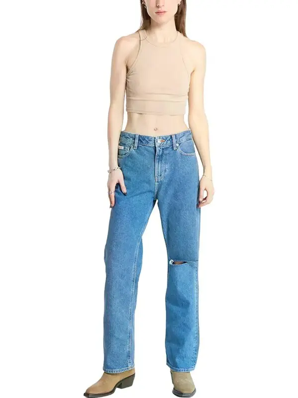 Calvin Klein Straight Leg Ripped Jeans - Blue