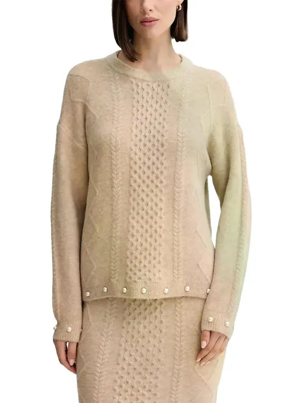 TWINSET Cable-knit Pearl Embellished Sweater - Neutrals