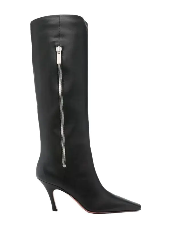Amina Muaddi Mona Side-zip Square-toe Boots - Black