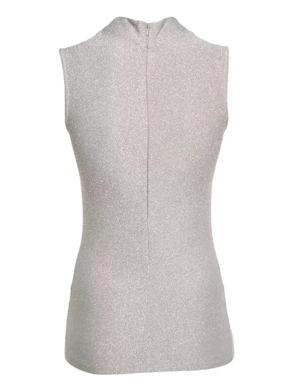 REISS Knit High-neck Top - Silver