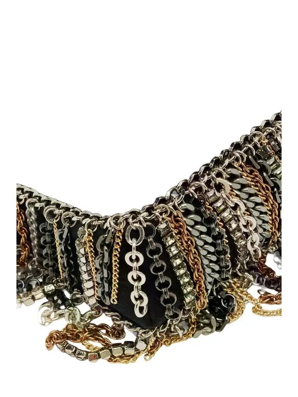 JIMMY CHOO Suede Chain Embellished Mini Bag - Black