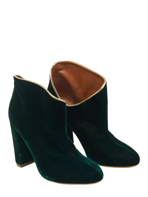 MALONE SOULIERS Eula Velvet Block-heel Boots - Green