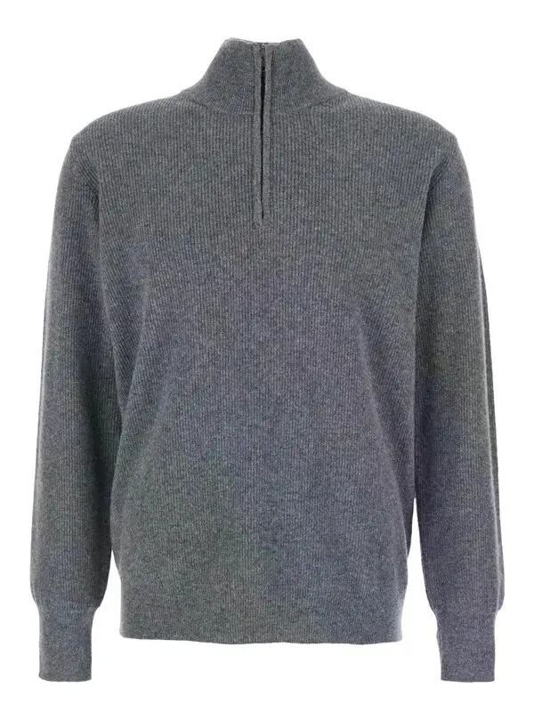 ROBERTO COLLINA High Neck Ribbed Knit Sweater - Grey