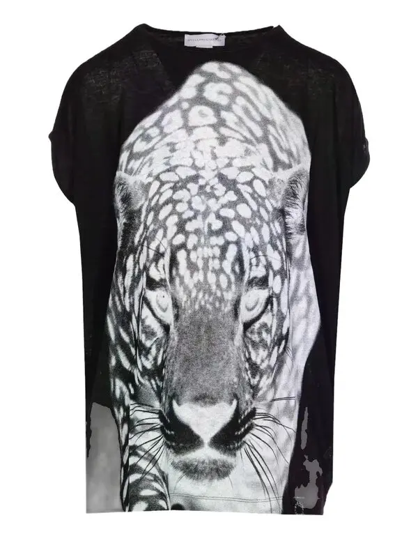 Stella McCartney Leopard Print Crewneck T-shirt - Black