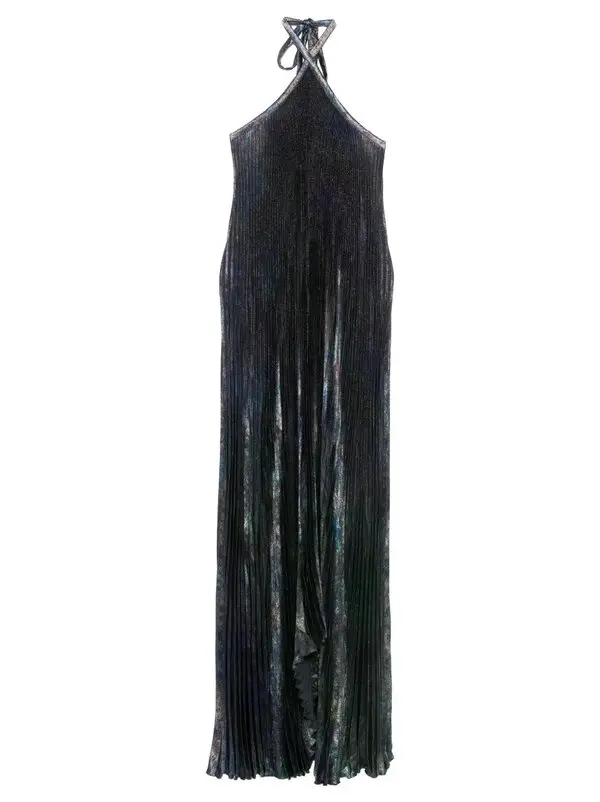 L'IDEE Pleated Halterneck Gown - Blue