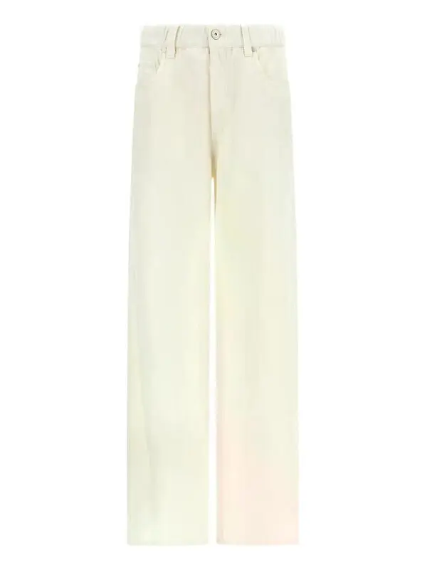 Brunello Cucinelli Elastic Waistband Trousers With Monili Detail - Neutrals