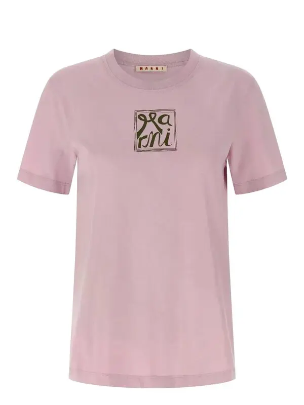 Marni Logo-print Crew Neck T-shirt - Pink