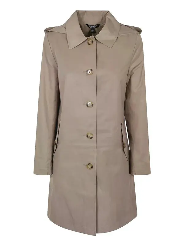 Ralph Lauren Single-breasted Coat With Detachable Hood - Neutrals