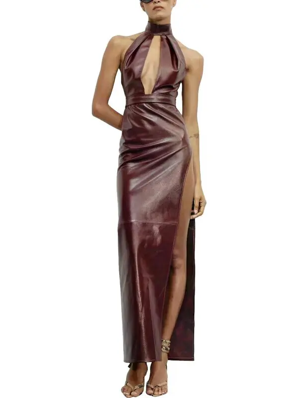 THE NEW ARRIVALS ILKYAZ OZEL Nessa Halterneck Maxi Dress - Red