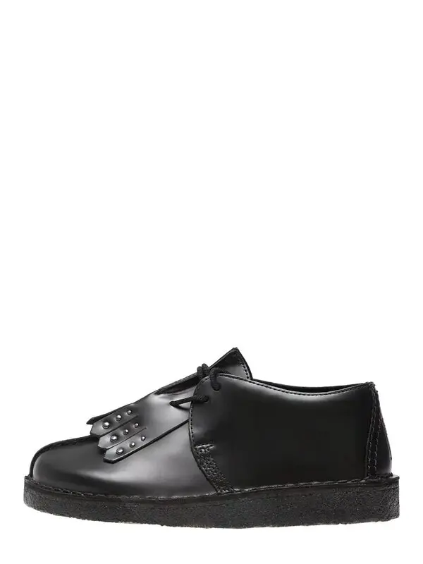 Clarks Desert Trek Studded Fringed Shoes - Black