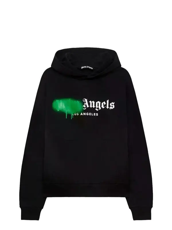 Palm Angels Spray City Los Angeles Dripping Logo Hoodie - Black
