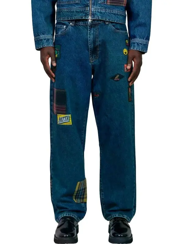 PATTA Patchwork Labelled Trousers - Blue
