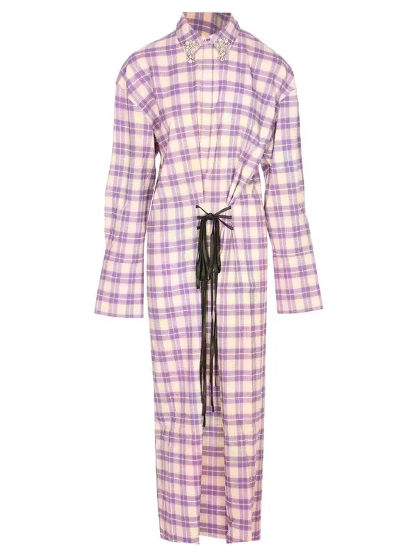 Essentiel Antwerp Checked Crystal-embellished Midi Shirt Dress - Purple