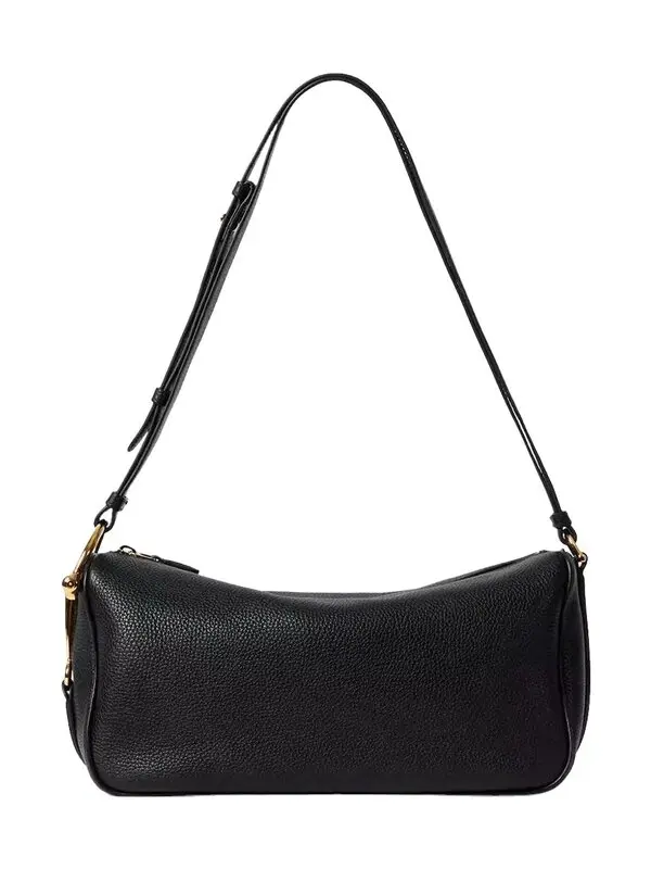 Gucci Grained-leather Shoulder Bag With Horsebit Detail - Black