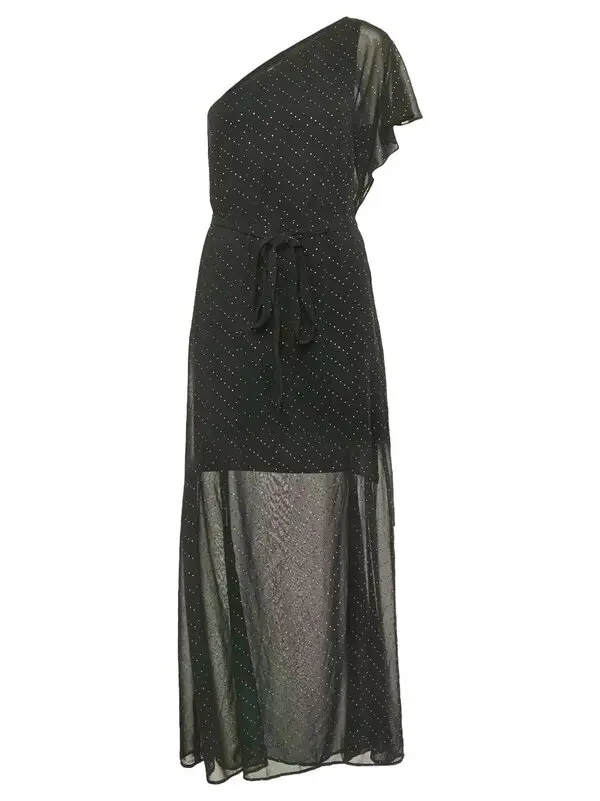 Maje One-shoulder Dotted Maxi Dress - Black
