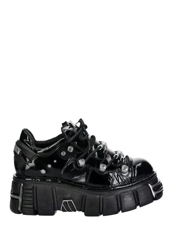 NEW ROCK 60mm Platform Sneakers With Eyelet Embellishment - Black