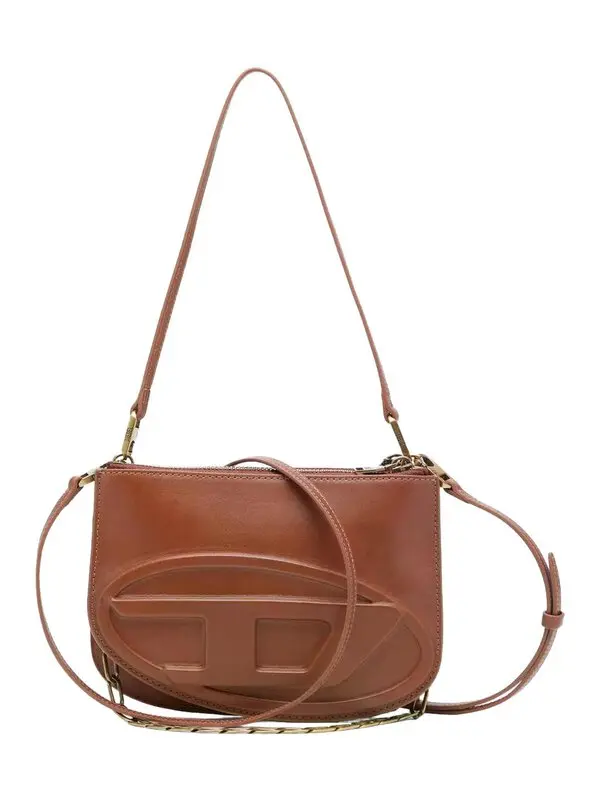 DIESEL® 1dr Twin Embossed Zipped Shoulder Bag - Brown