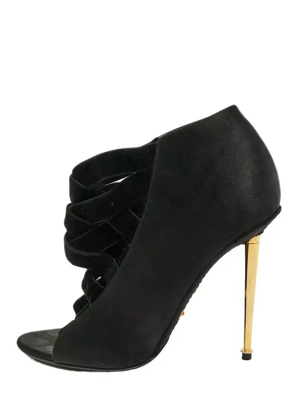 TOM FORD 110mm Satin Open-toe Booties With Velvet Detail - Black