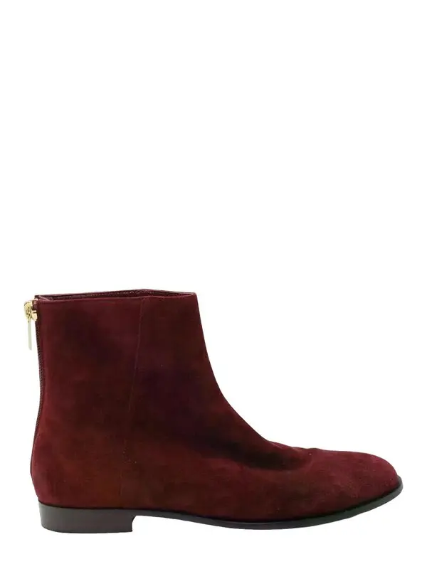 JIMMY CHOO Suede Ankle Boots With Rear Zip Fastening - Red