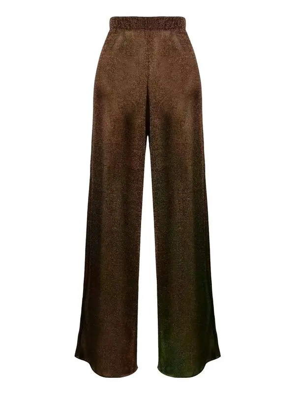 Oseree Lurex-detail High-waisted Trousers - Brown