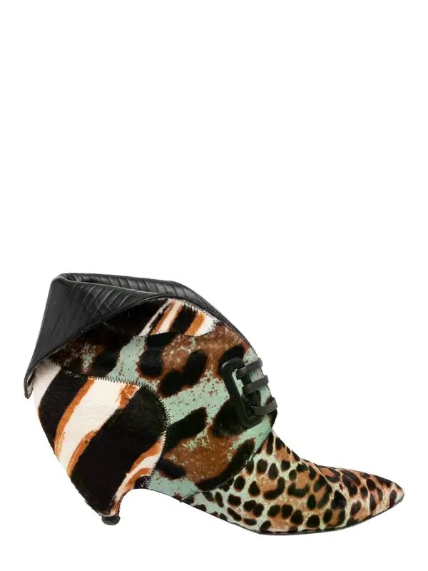 Balenciaga Patchwork Mid Heel Boots - Brown