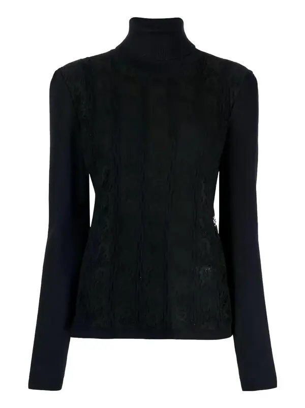 Valentino Garavani Roll Neck Lace-panelled Jumper - Blue