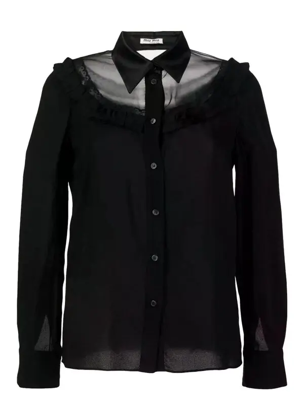Miu Miu Sheer Panelled Shirt - Black