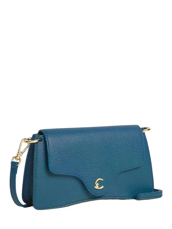 COCCINELLE Textured Leather Shoulder Bag - Blue