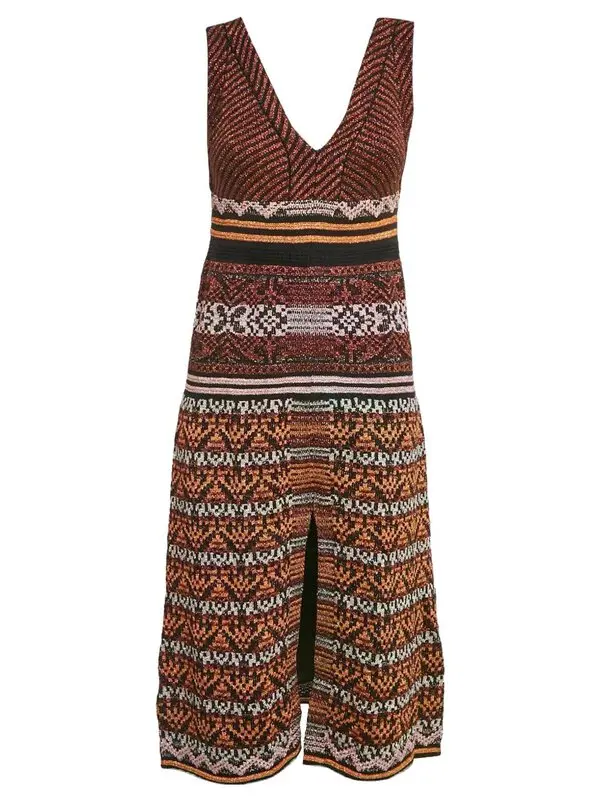 Missoni V-neck Sleeveless Midi Dress - Orange