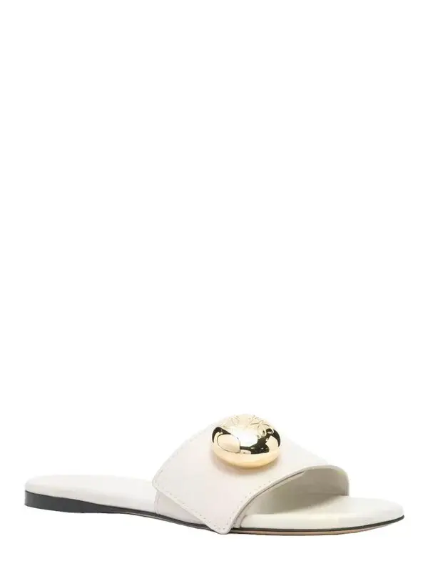 Loewe Leather Circular Embellishment Sandals - Neutrals