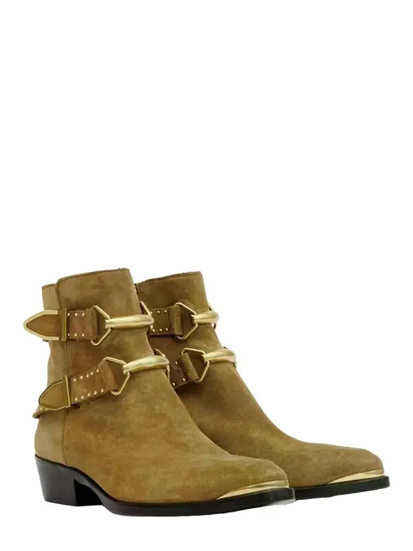 Isabel Marant Étoile Zalya Buckle Studded Boots - Neutrals