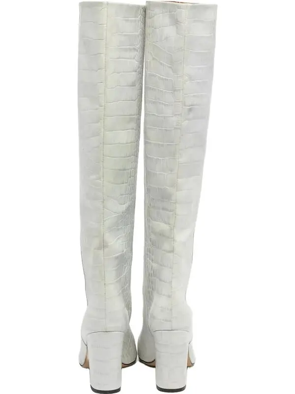 Paris Texas Croc-embossed Leather Knee-high Boots - Neutrals