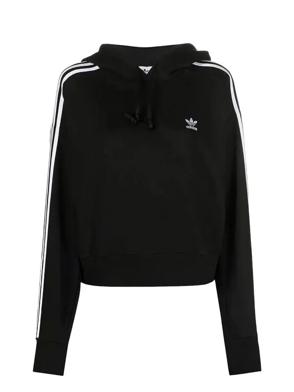 Adidas Logo Embroidered Hoodie - Black