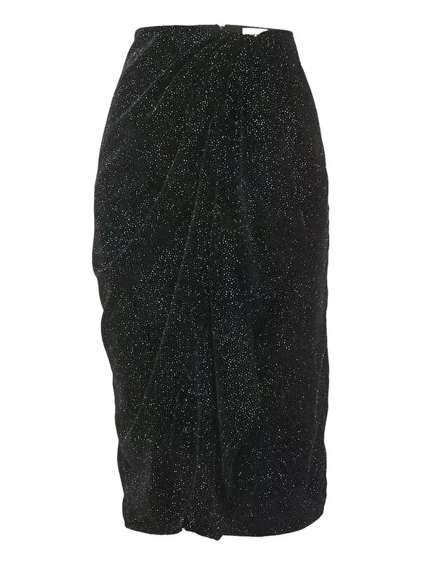 MARANT ETOILE Glitter Embellishment Midi Skirt - Black