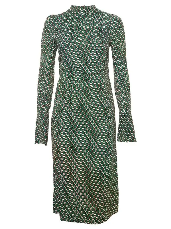 Marni Printed Long Sleeve Midi Dress - Green