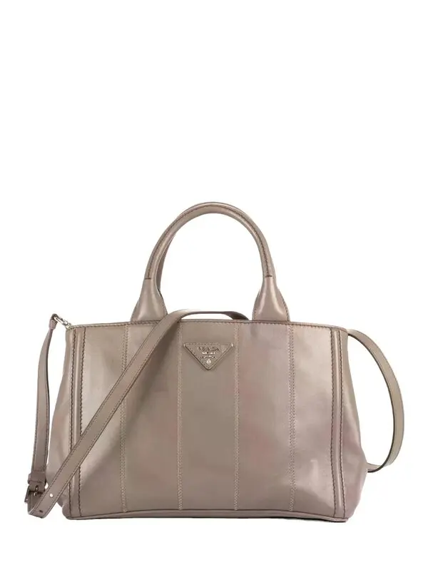 Prada Leather Tote Bag - Neutrals