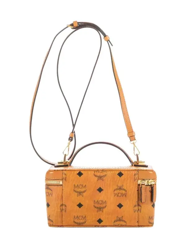 Mcm Logo-print Top-handle Bag - Brown