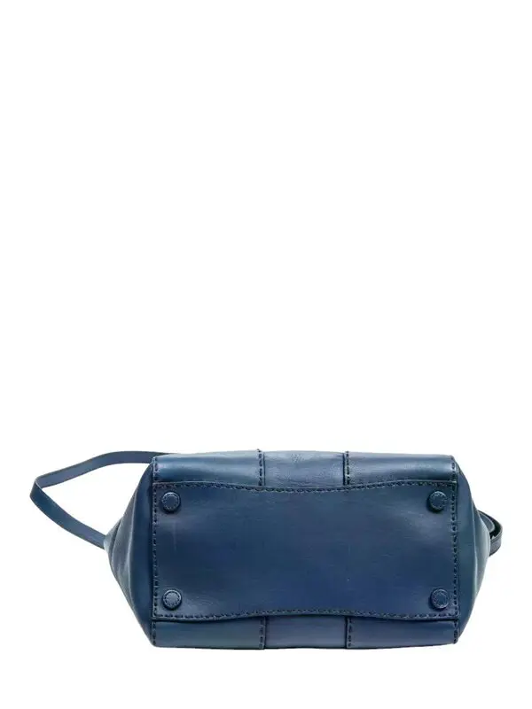 Prada Stitched Calf Leather Tote Bag - Blue