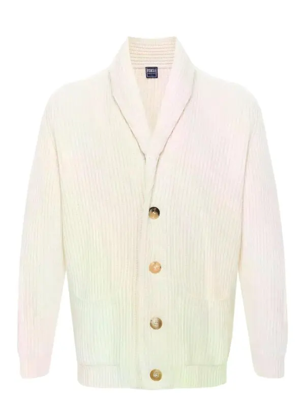 Fedeli Cashmere Shawl Collar Cardigan - White