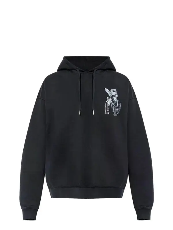 Dsquared2 Graphic Print Hooded Sweatshirt - Black