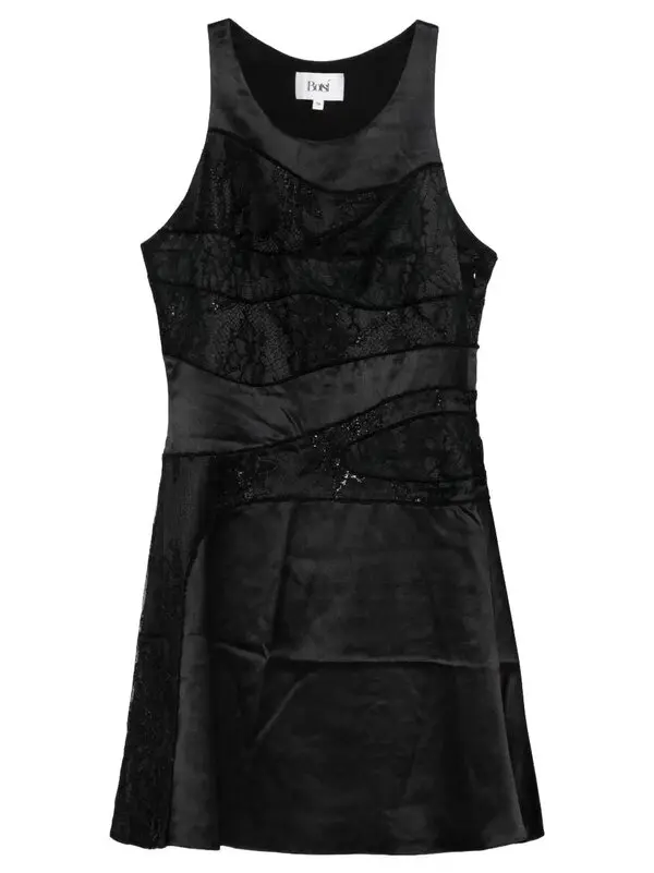 Botsí Lace And Satin A-line Dress - Black