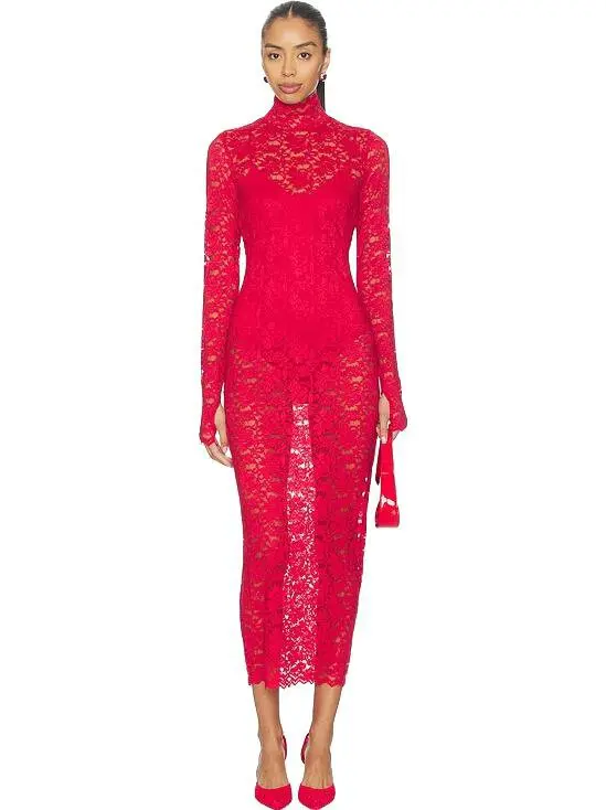 AFRM Joysel Silken Lace Dress In . Also - Red
