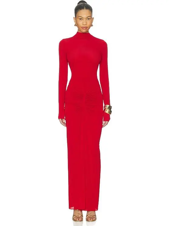 Ronny Kobo Scorpio Gown With Ruched Detailing - Red
