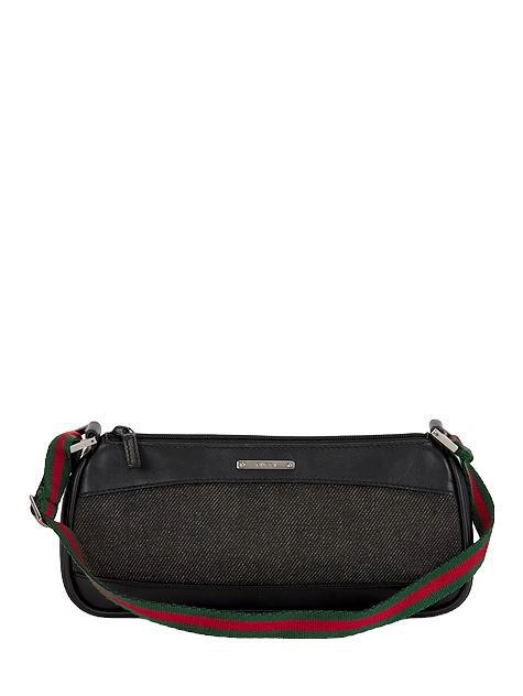 FWRD RENEW Gucci Denim Pochette Shoulder Bag - Black